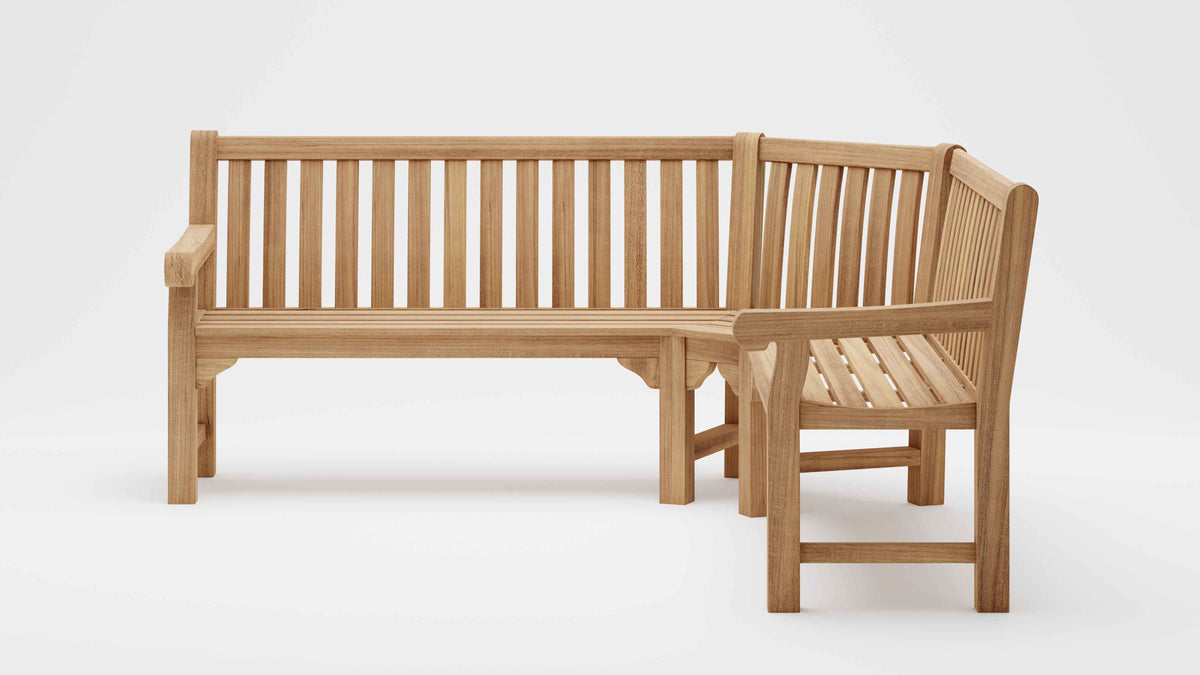 Salisbury Corner Garden Bench - Grade A Teak | Chic Teak