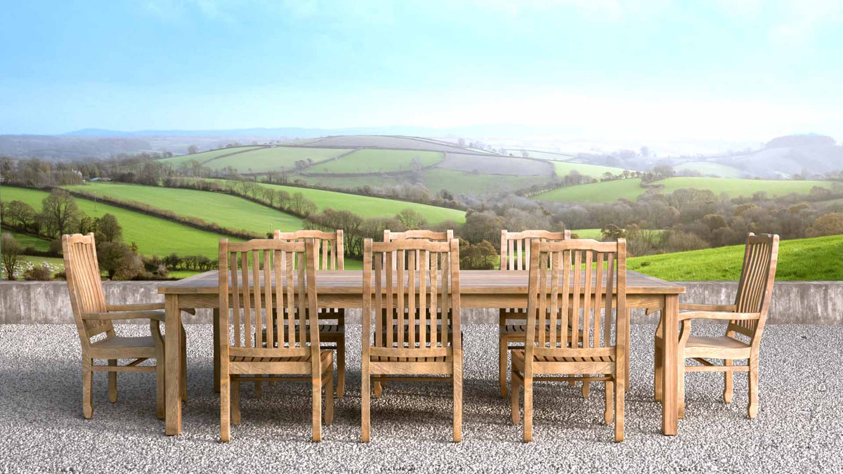 Teak Large Rectangular Garden Table & Chair Set | Seats 8