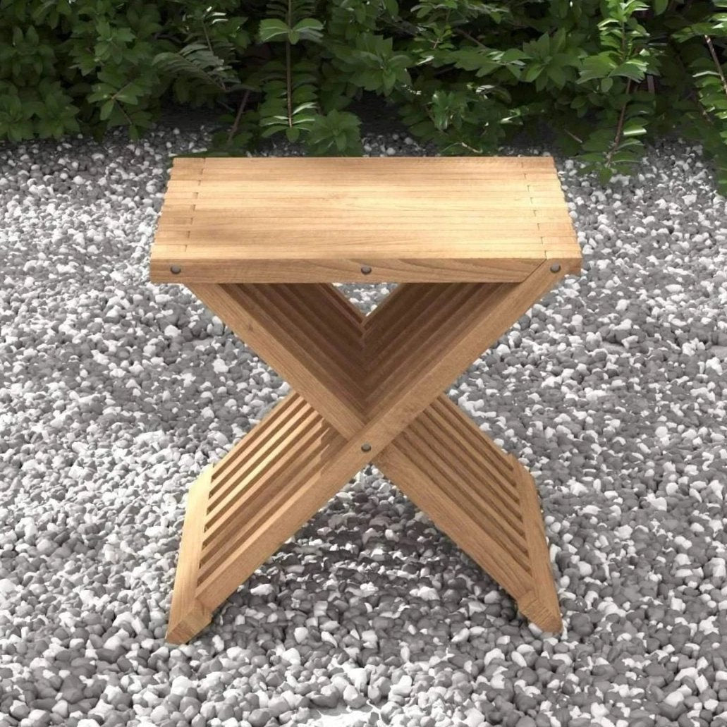 Small Teak Folding Side Table or Stool | 10 Year Guarantee