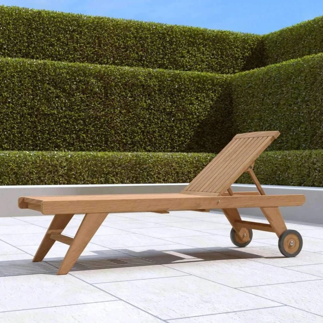 Teak Sun Lounger High Level (Raised) with Wheels | 10 Year Guarantee