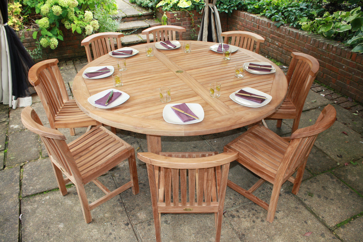 Teak Garden Round Table | 8 to 12 Seats | 10 Year Guarantee